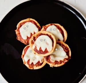 Mini Muffin Tin Ghost Pizzas