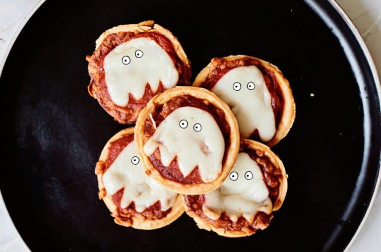 Mini Muffin Tin Ghost Pizzas