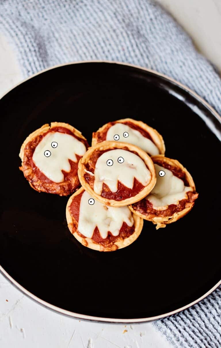 Mini Muffin Tin Ghost Pizzas