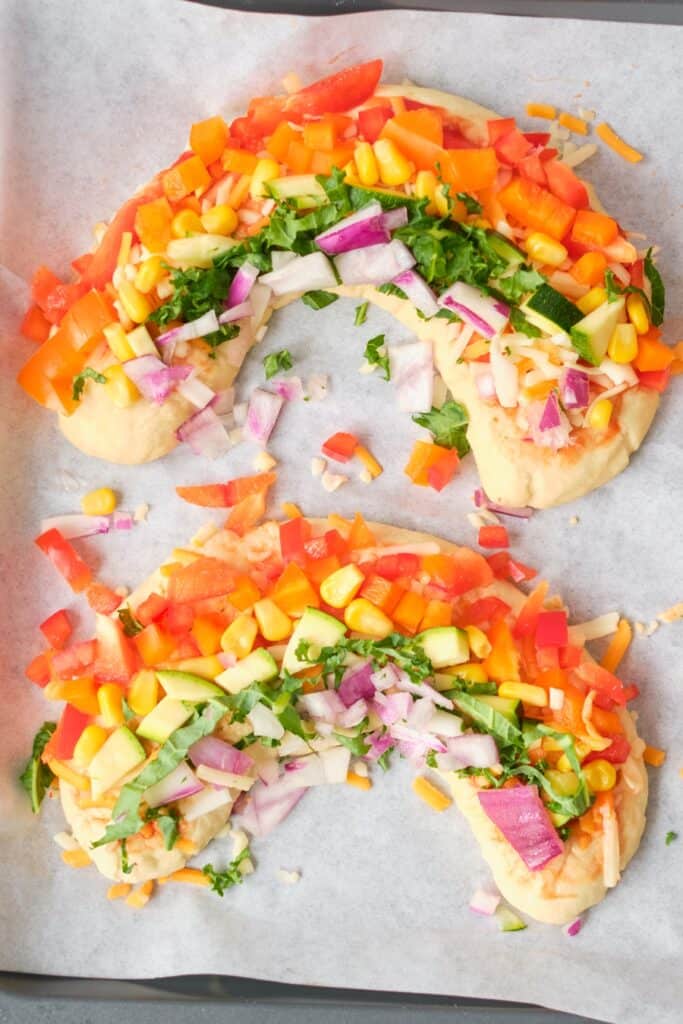 Mini Rainbow Pizzas - Cute Rainbow or St Patrick's Day Food