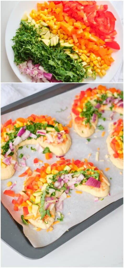 Mini Rainbow Pizzas - Cute Rainbow or St Patrick's Day Food