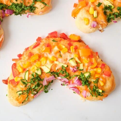 Mini Rainbow Pizzas - Cute Rainbow or St Patrick's Day Food