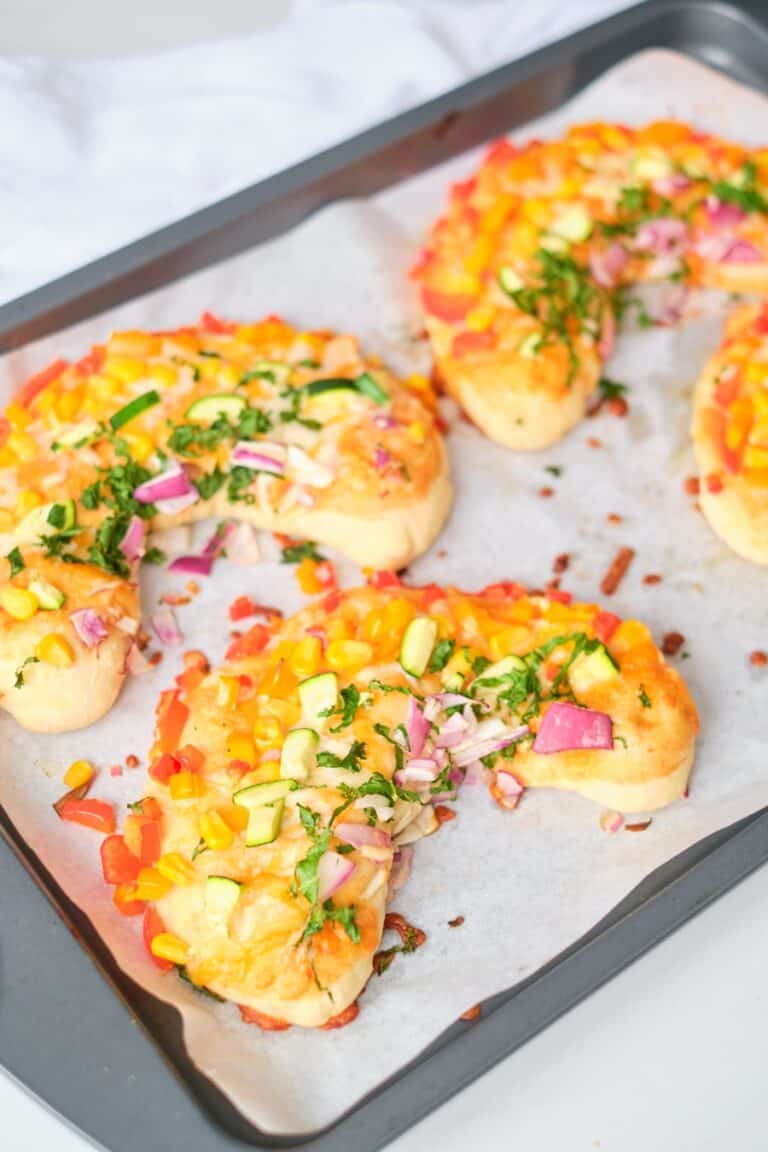 Mini Rainbow Pizzas - Cute Rainbow or St Patrick's Day Food