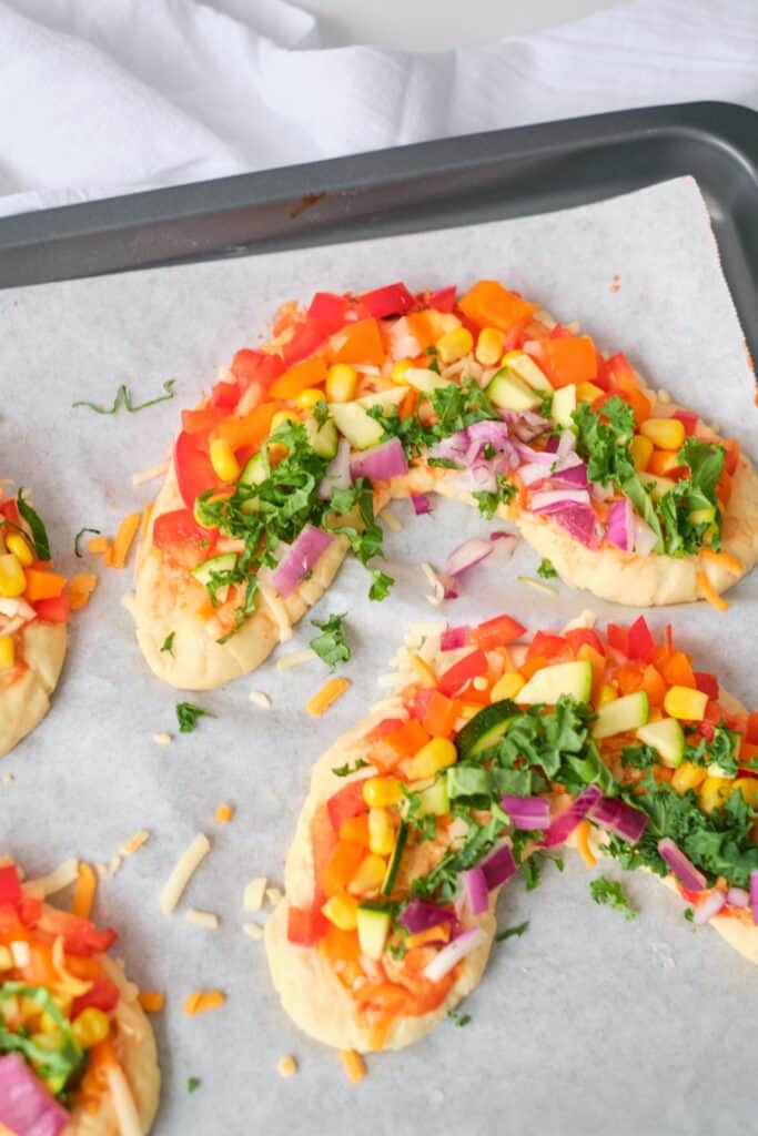 Mini Rainbow Pizzas - Cute Rainbow or St Patrick's Day Food