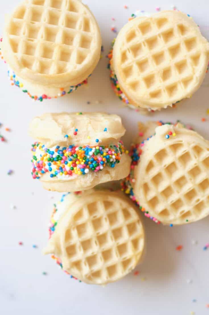 Mini Waffle Ice Cream Sandwiches - Easy Frozen Summer Treat for Kids