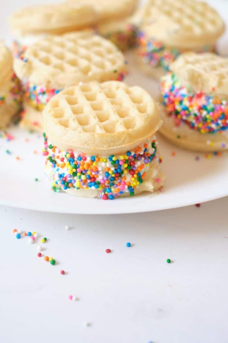 Mini Waffle Ice Cream Sandwiches - Easy Frozen Summer Treat for Kids