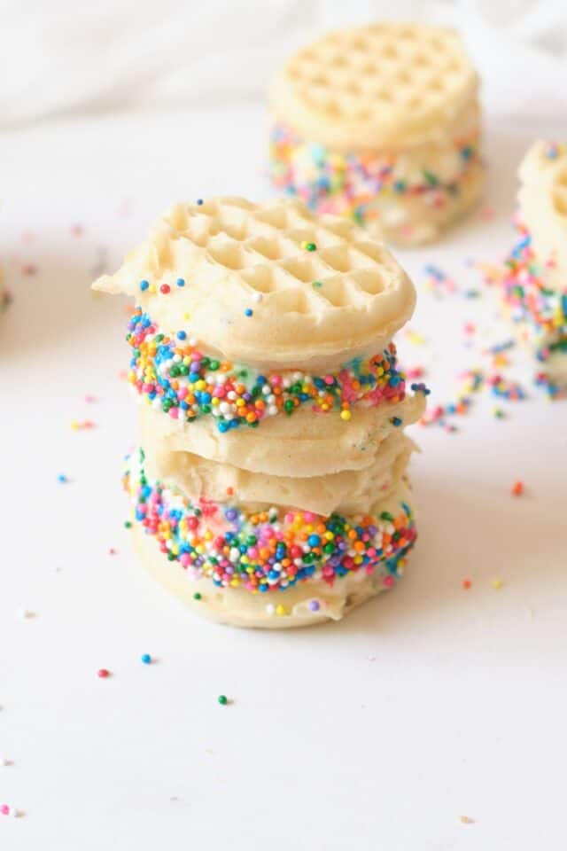 Mini Waffle Ice Cream Sandwiches - Easy Frozen Summer Treat for Kids