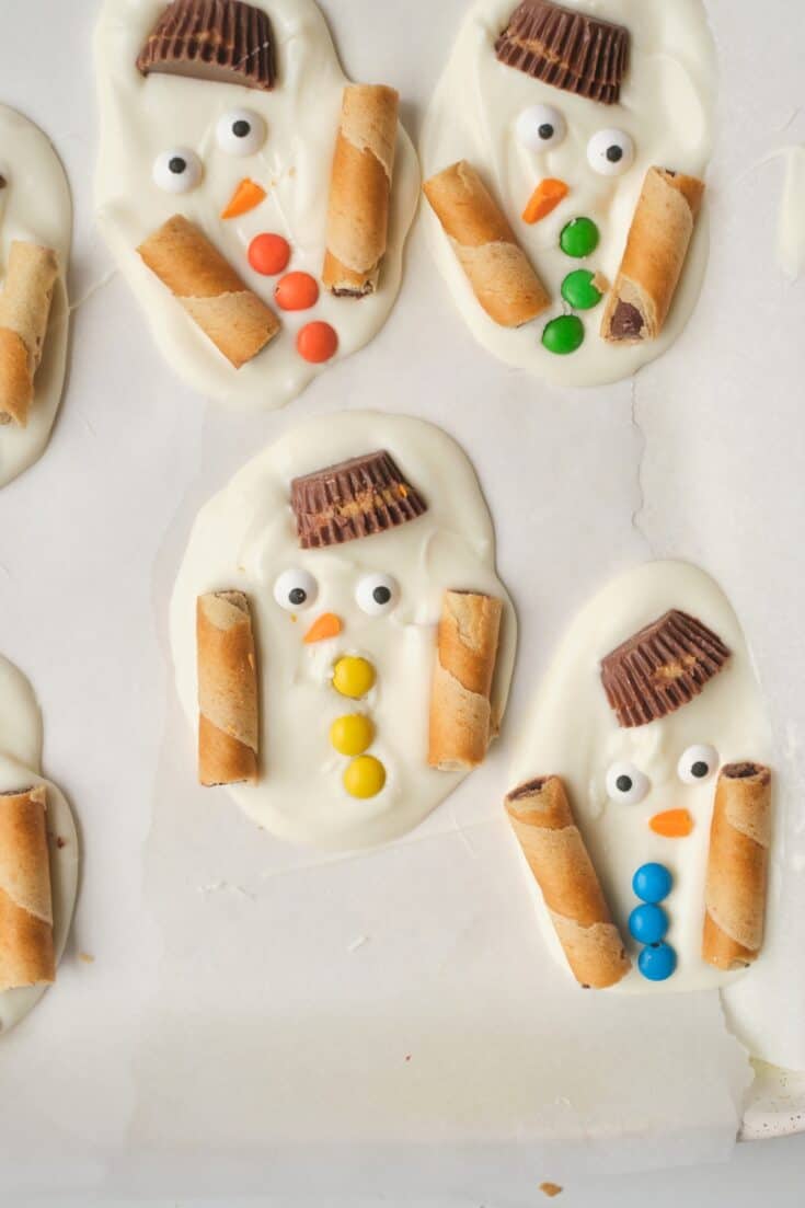 Melted Snowman Chocolate Bark