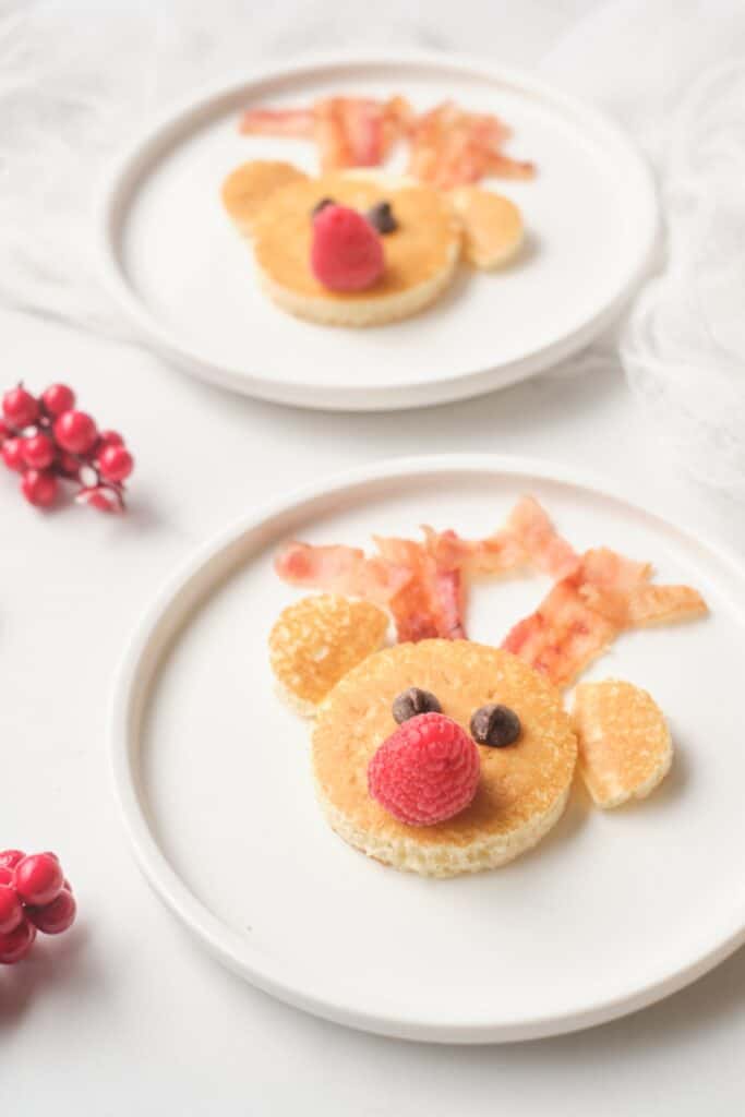 Rudolph Reindeer Christmas Pancakes - Christmas Morning Breakfast
