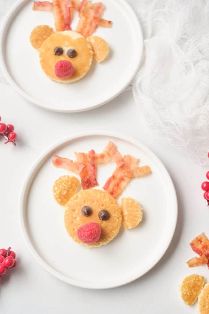 Rudolph Reindeer Christmas Pancakes - Christmas Morning Breakfast