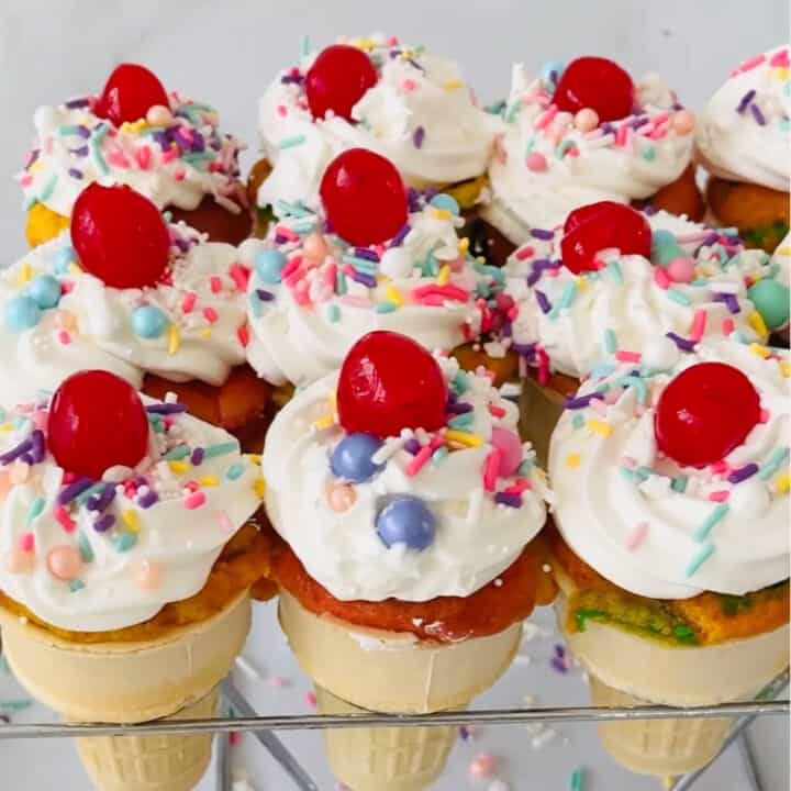 Colorful and Easy Rainbow Ice Cream Cupcakes