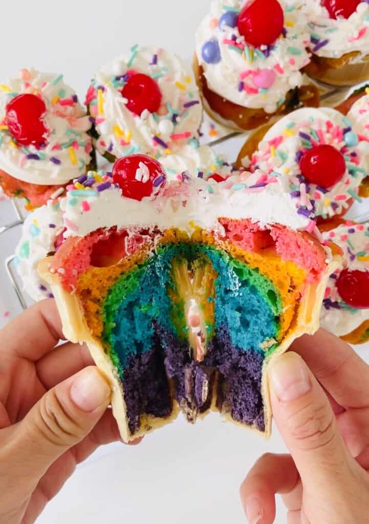 Colorful and Easy Rainbow Ice Cream Cupcakes