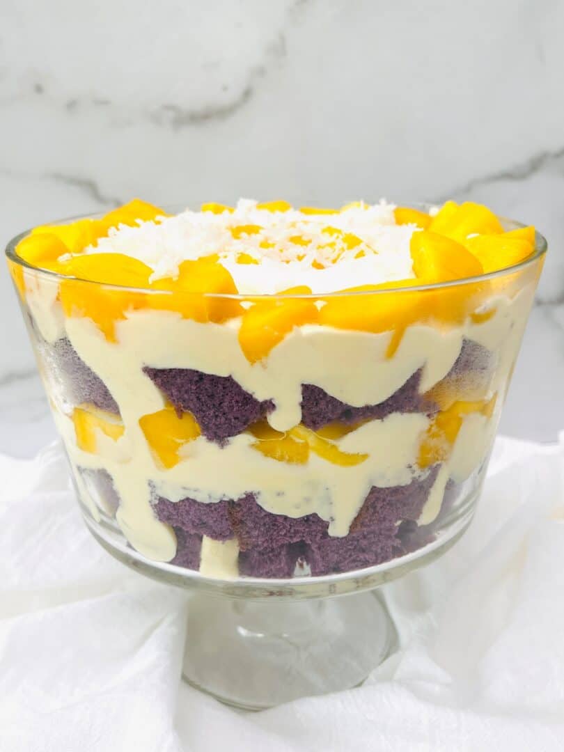 Delicious Ube Mango Coconut Trifle Dessert Recipe