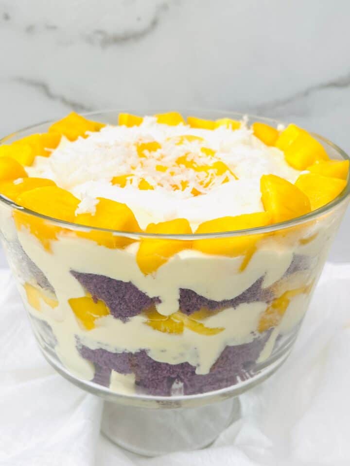 Delicious Ube Mango Coconut Trifle Dessert Recipe