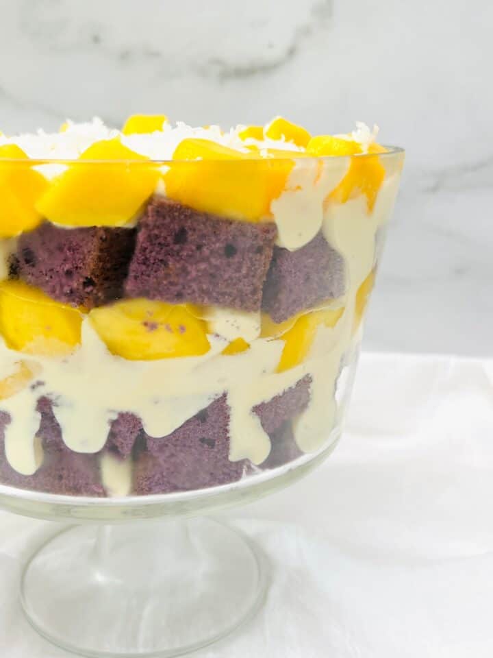 Delicious Ube Mango Coconut Trifle Dessert Recipe