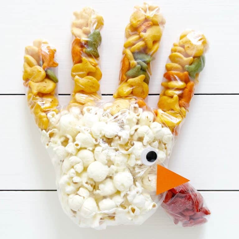 Turkey Popcorn Handprint Treats Make The Best Thanksgiving Favors