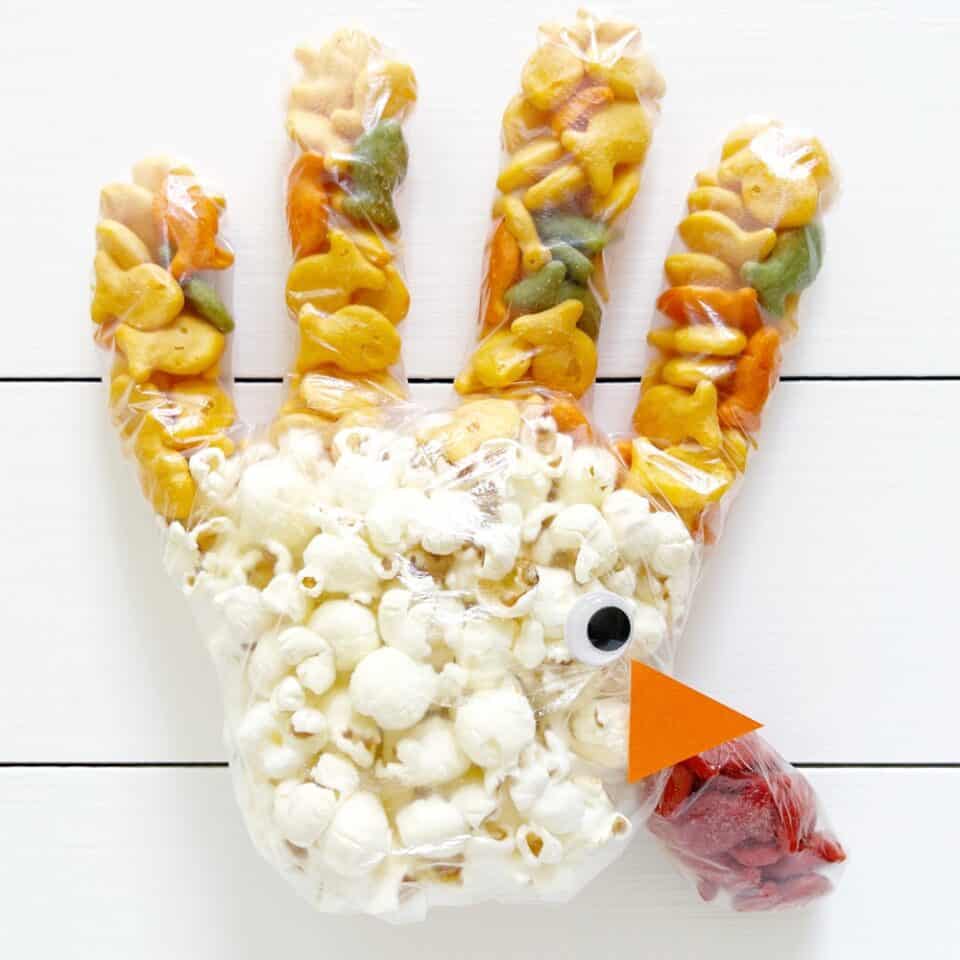 Turkey Popcorn Handprint Treats Make The Best Thanksgiving Favors