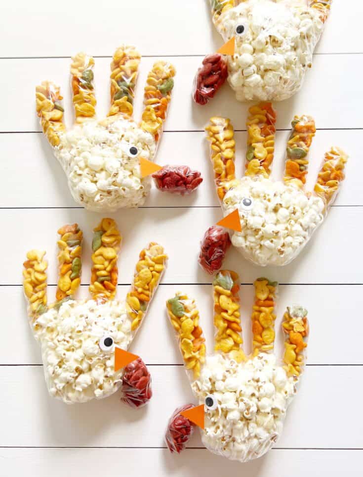 Turkey Popcorn Handprint Treats Make The Best Thanksgiving Favors