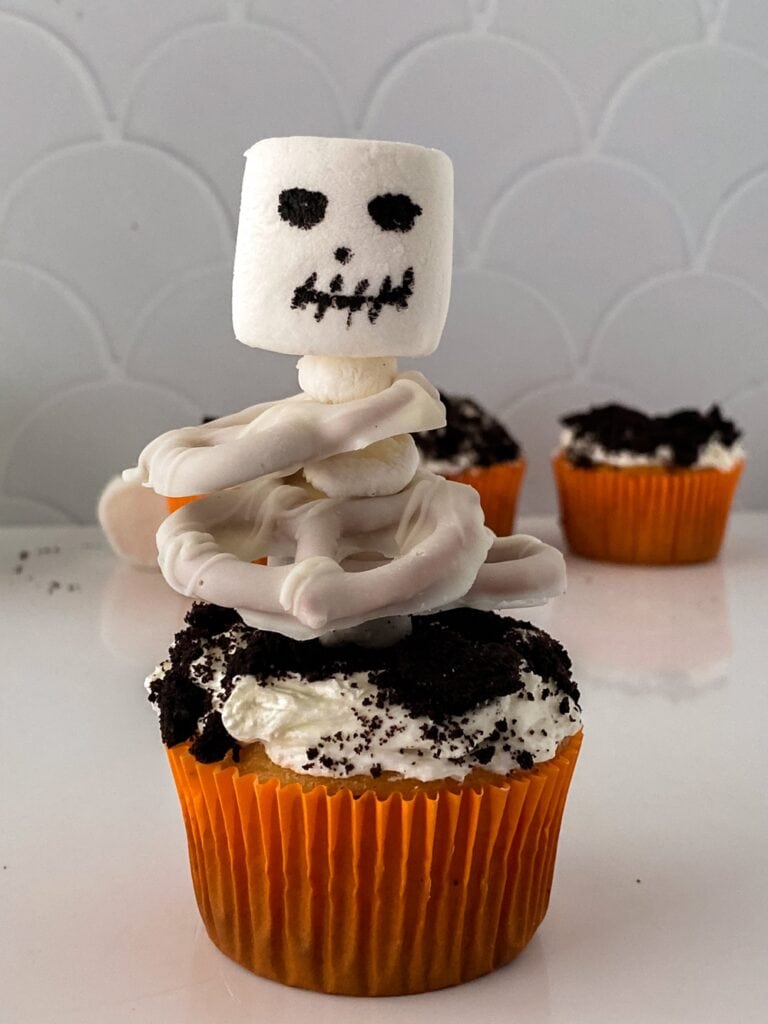 Get Your Spook On with Skeleton Cupcakes