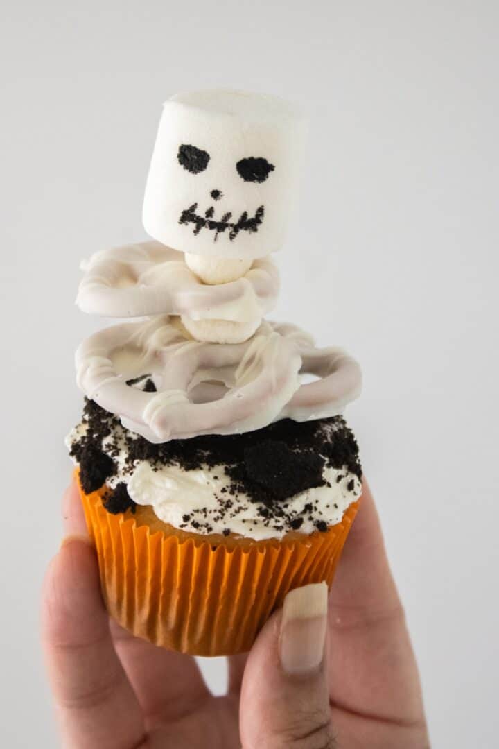Get Your Spook On with Skeleton Cupcakes