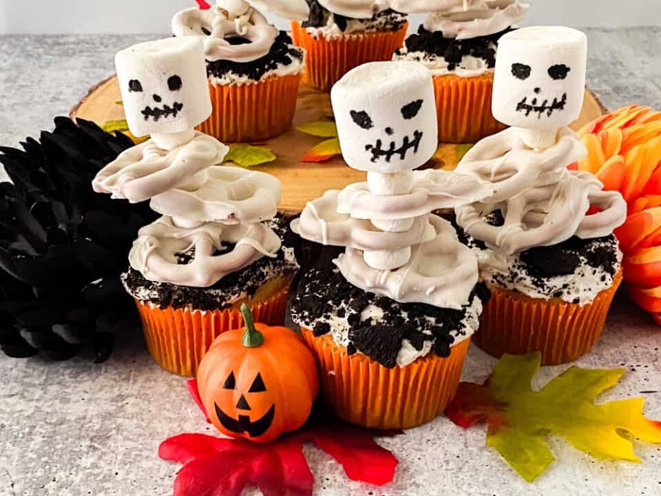 Get Your Spook On with Skeleton Cupcakes