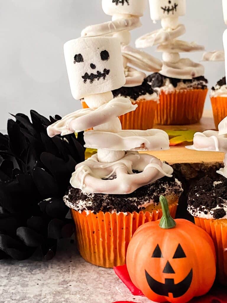 Get Your Spook On with Skeleton Cupcakes
